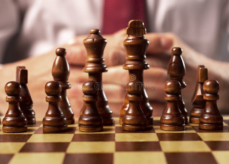 Business Start Up and Control Concept. Male Hands and Chess Board Under ...