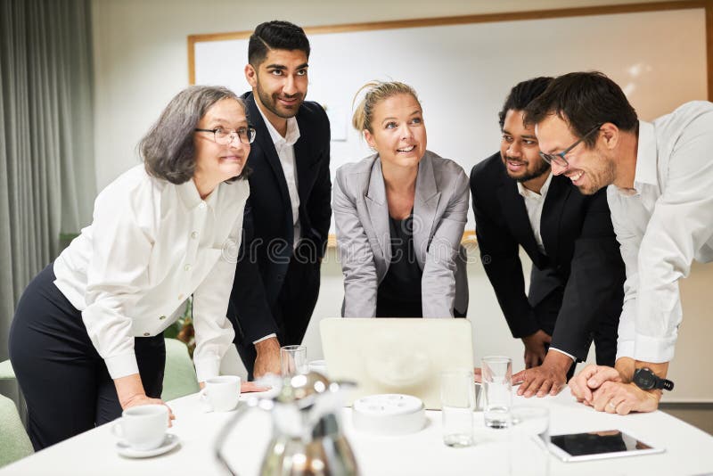 Business Start-up People Together in Computer Workshop Stock Image ...