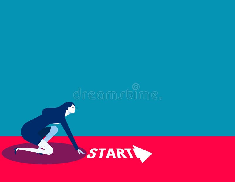 Business Starting Line, Business Beginnings Vector Flat Style Stock ...
