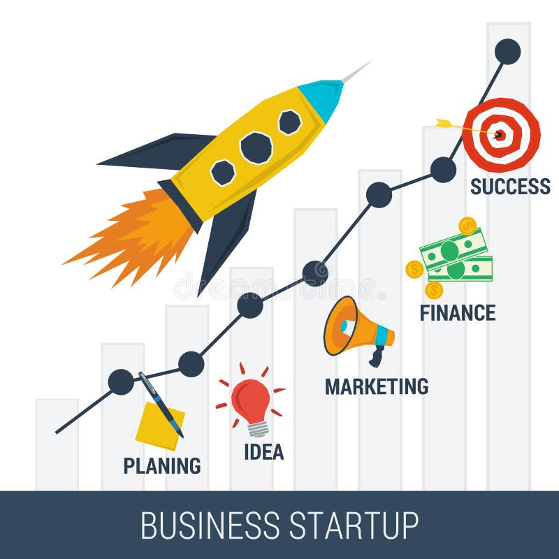 Business startup concept stock illustration. Illustration of computer ...