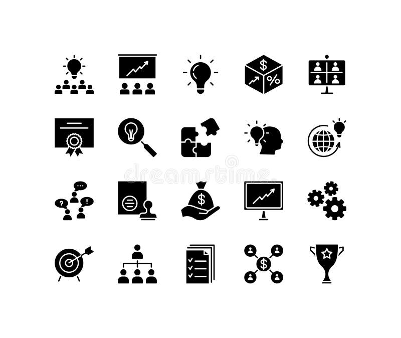 Business Startup Flat Line Icons Set. Launch Project, Report, Target ...
