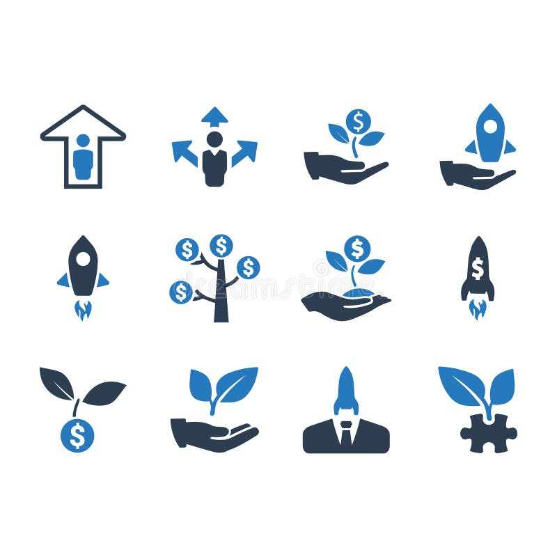 Business Startup Icons - Blue Version Stock Vector - Illustration of ...