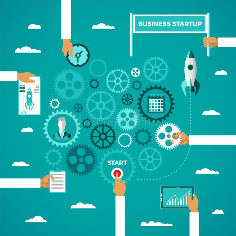 Business Project Startup Process Banner for Landing Page Website Stock ...