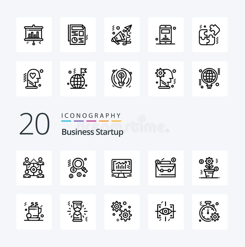 20 Business Startup Line Icon Pack Like Case Bag Find Business Stock ...