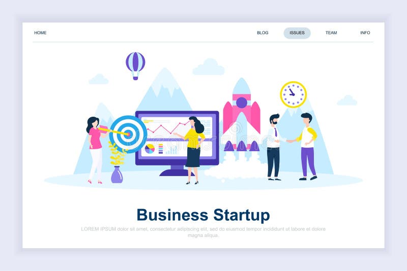 Business Startup Modern Flat Design Concept. Launch Work and People ...