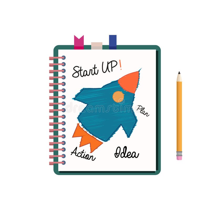 Business Startup Plan is Drawn in a Notebook Stock Vector ...