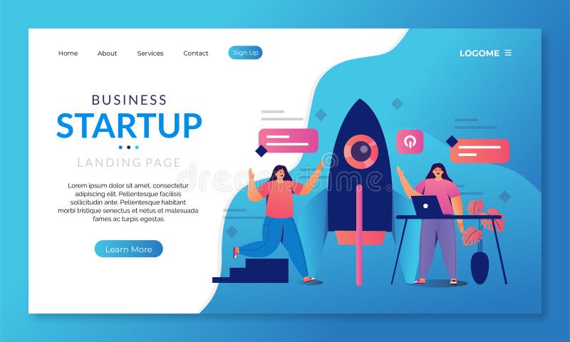 Business Startup Programs Landing Page Concept. Vector Illustration ...