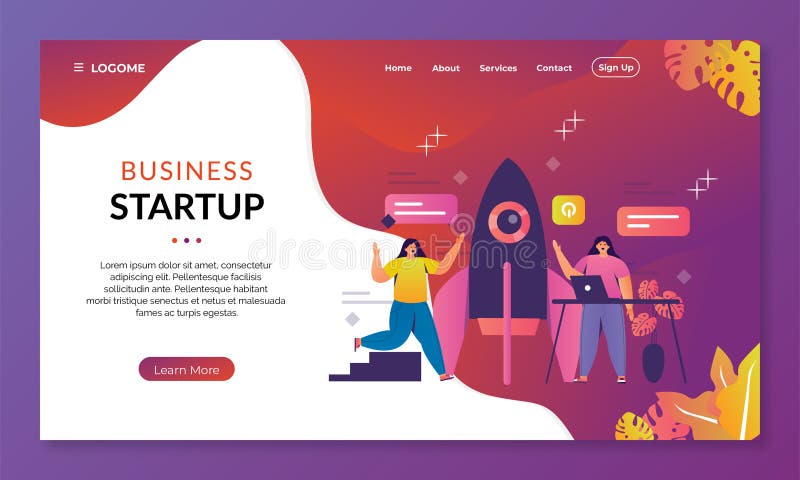 Business Startup Programs Landing Page Concept. Vector Illustration ...
