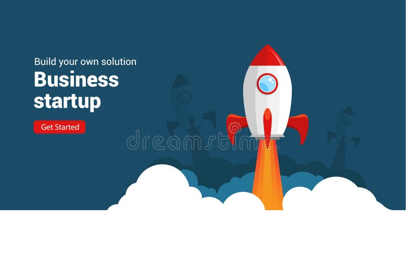Business Startup Rocket Launch Flat Vector Illustration. Startup Space ...