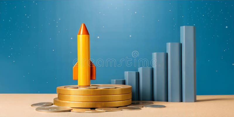 Growing Rocket and Bar Chart. Business Growth. Finance and Investment ...