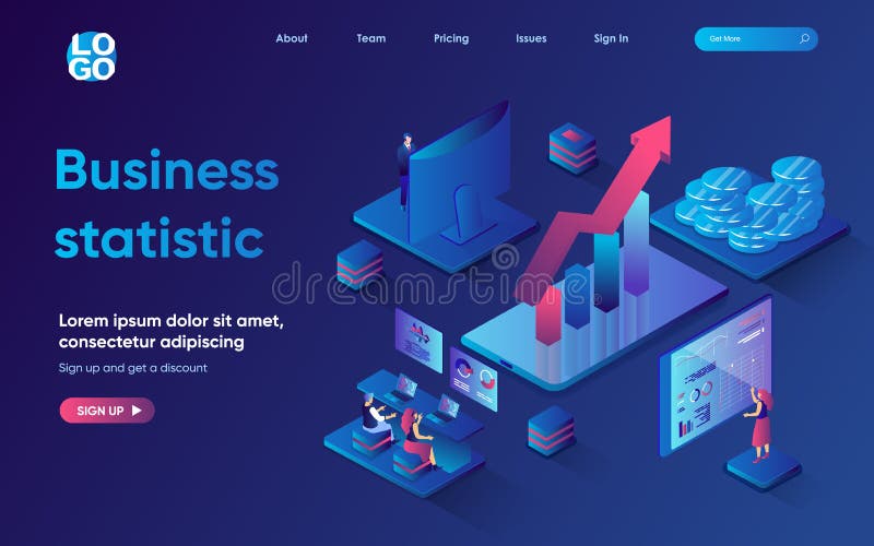 Business Statistic Control Concept 3d Isometric Web Landing Page. Stock ...