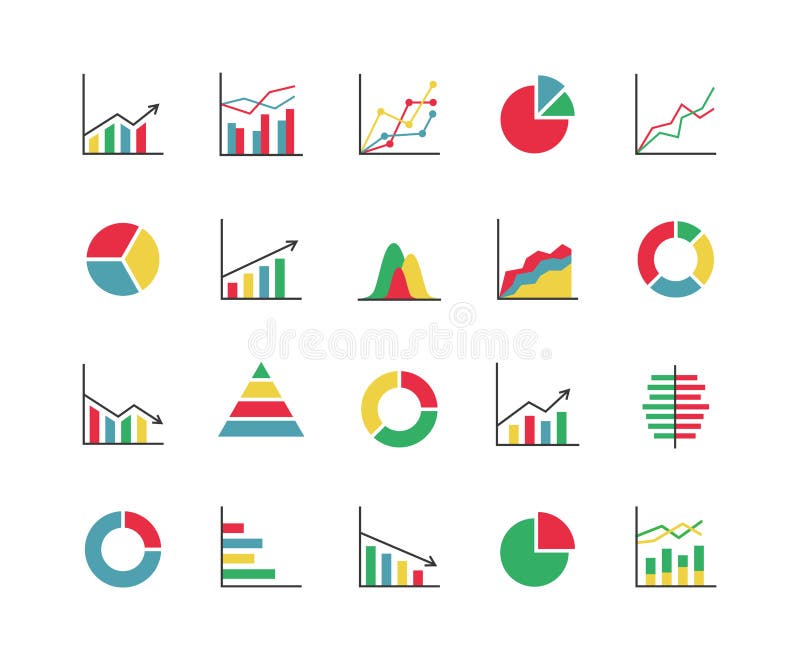 Business Statistics Colorful Icon Set. Stock Vector - Illustration of ...