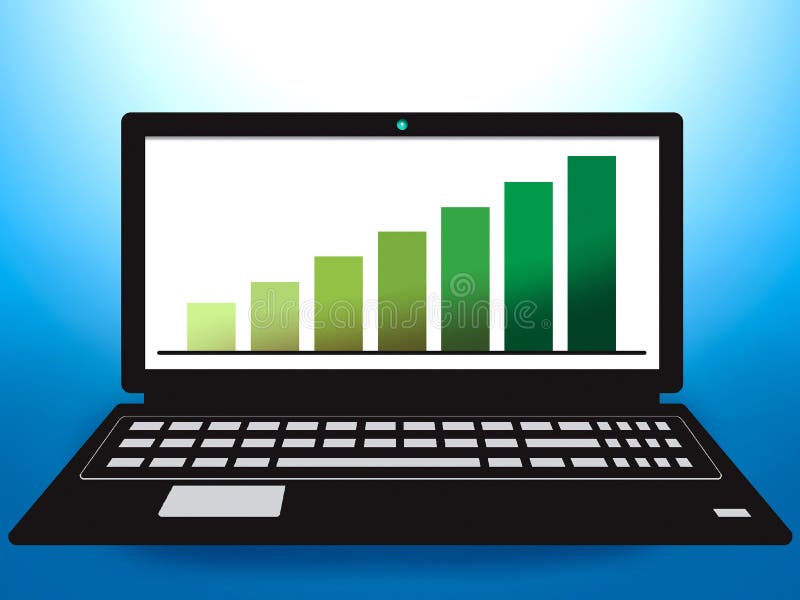 Black Laptop with Growth Display Stock Photo - Image of number, design ...