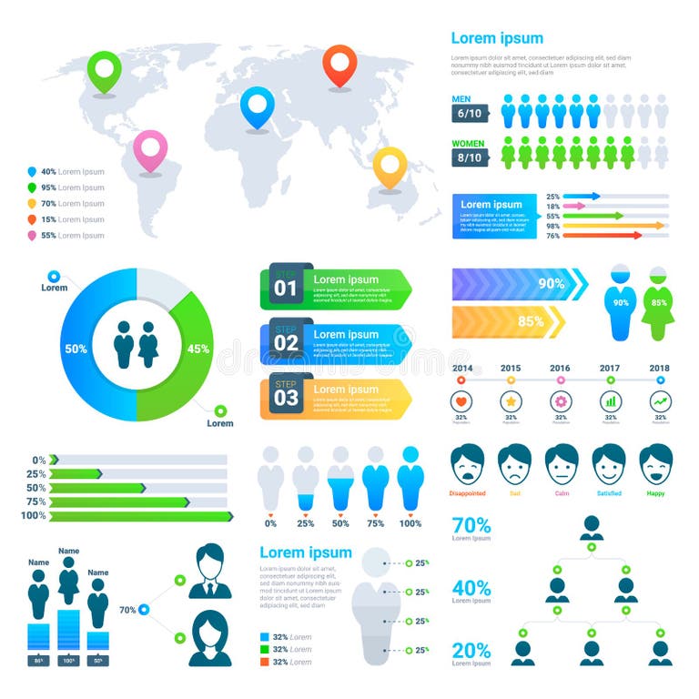 Business Statistics Graph, Demographics Population Chart, People Modern ...
