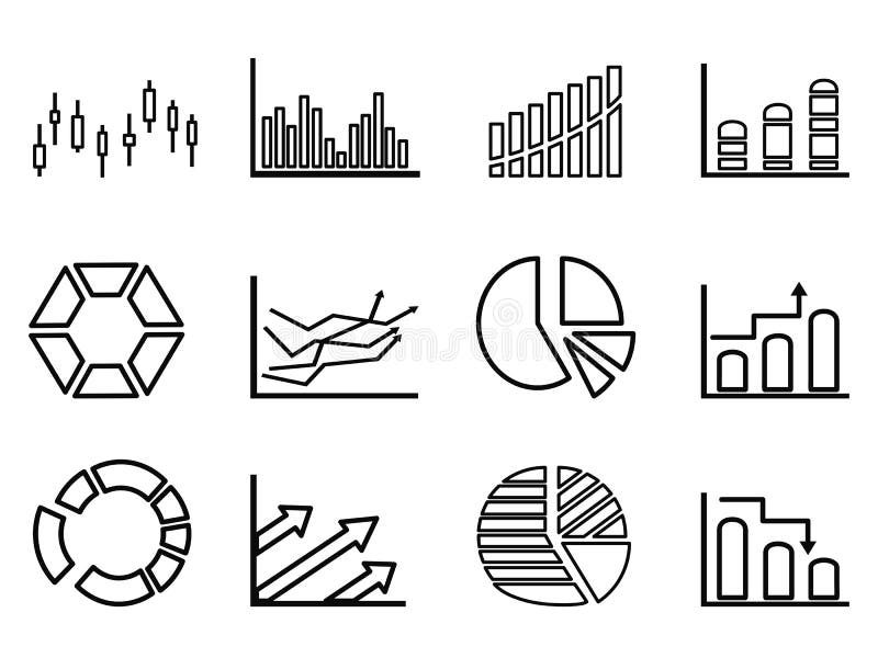 Statistics Outline Icon Set Stock Vector - Illustration of computer ...