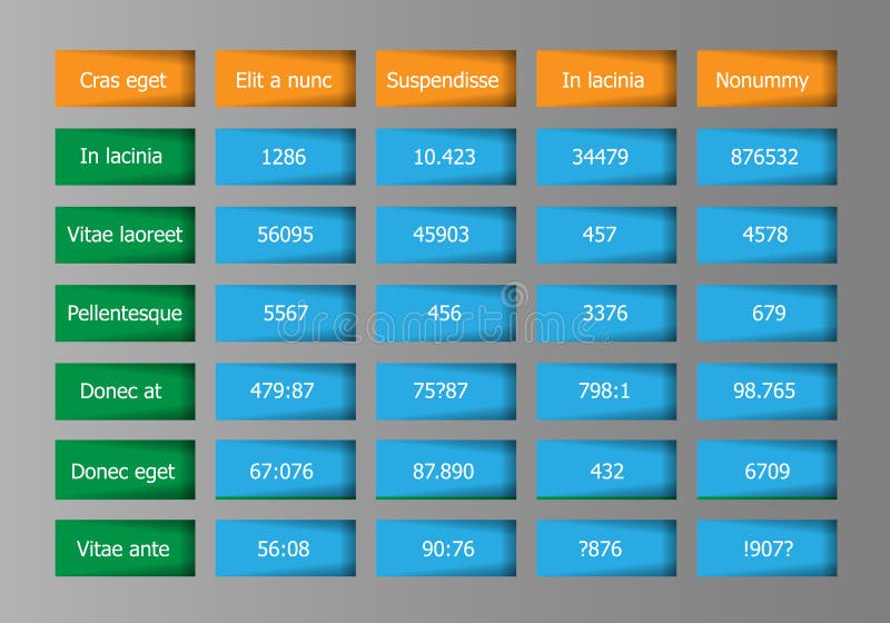 Business Statistics Table with Value and Numbers Template - Vector ...