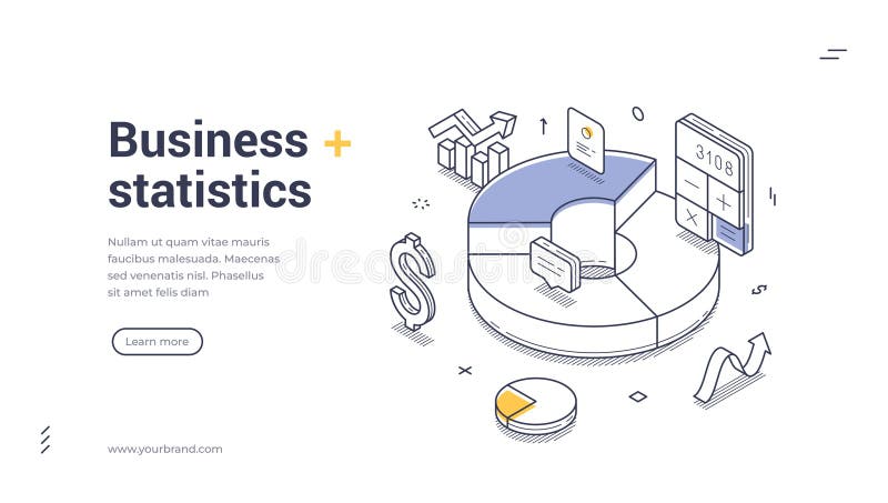 Business Statistics Web Banner Template Featuring Isometric Vector ...