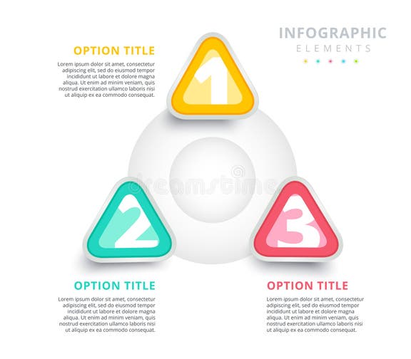 Business 3 Step Process Chart Infographics with Triangles. Triangular ...
