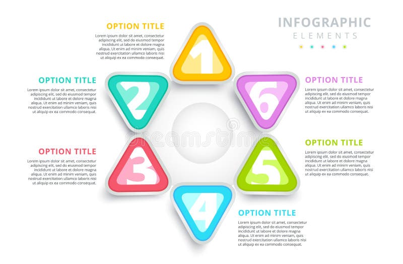 Business 6 Step Process Chart Infographics with Triangles. Triangular ...