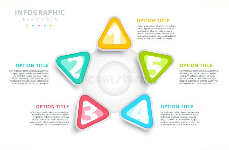 Business 5 Step Process Chart Infographics with Triangles. Triangular ...