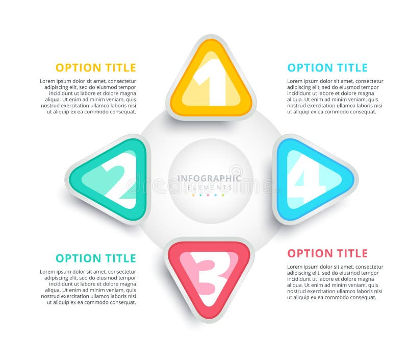 Business 4 Step Process Chart Infographics with Triangles. Triangular ...