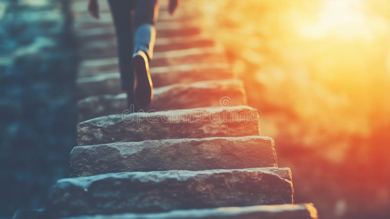 Business Step. Success Progress in Growth Forecast with Leadership ...