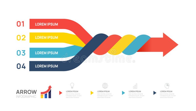 Business 4 Step Timeline Infographic Combine Arrow Template. Modern ...