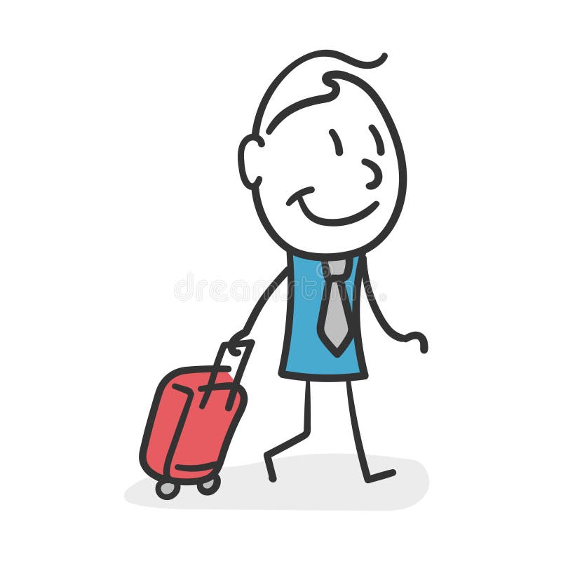 Traveling Stick Figure With Suitcase Stock Vector - Illustration of ...