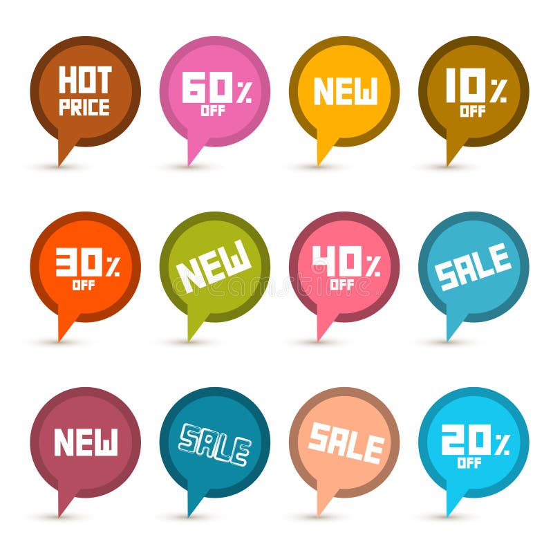 Stickers with New Title Isolated on Grey Background Stock Vector ...