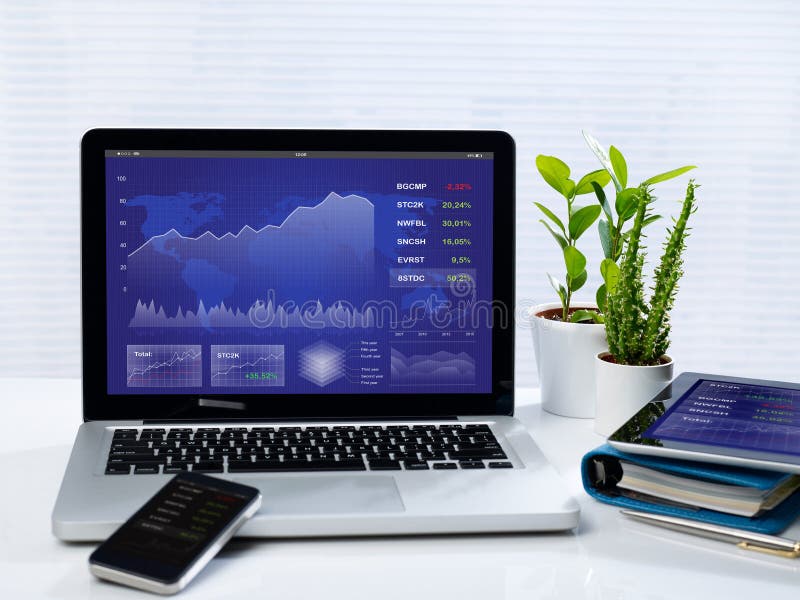 Business Stocks on Mobile Devices Stock Image - Image of medium ...