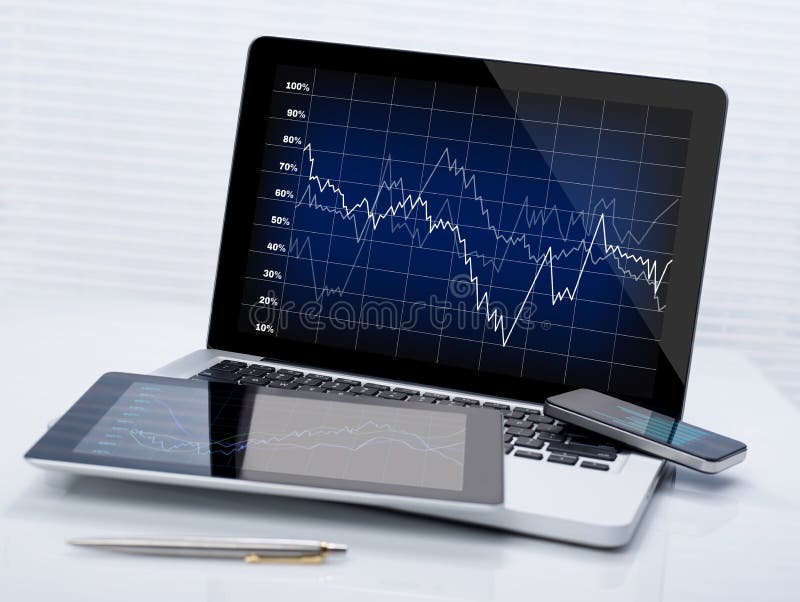 Business Stocks on Mobile Devices Stock Photo - Image of laptop ...