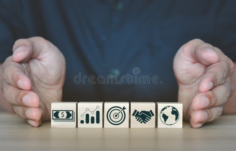 Business Strategy, Action Plan, Goal and Target, Woods Block Step on ...