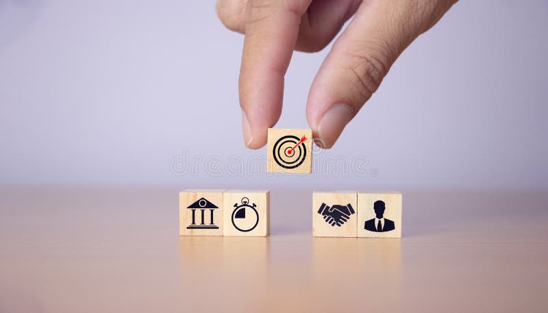 Business Strategy, Action Plan, Objectives, Pile on Table with Icons ...