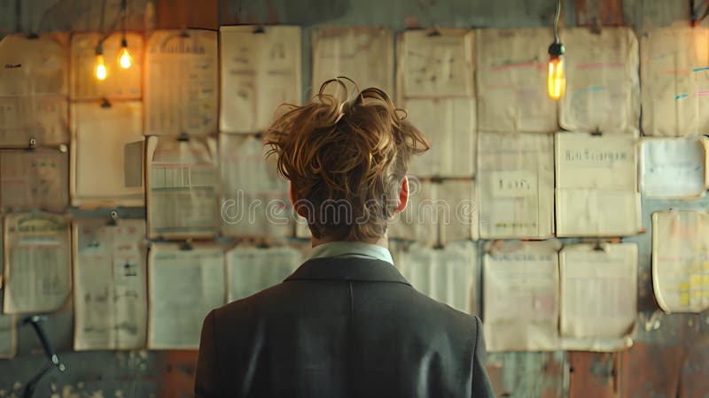 Business Strategy: Animated Man with Notes, Graphs, Brainstorming ...