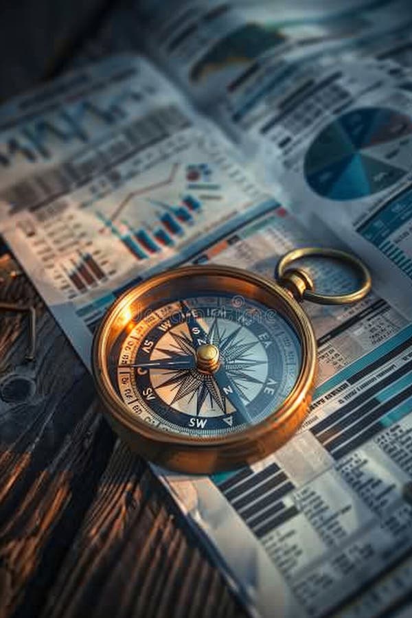 Business Strategy, a Compass Signifies Navigating through Strategic ...