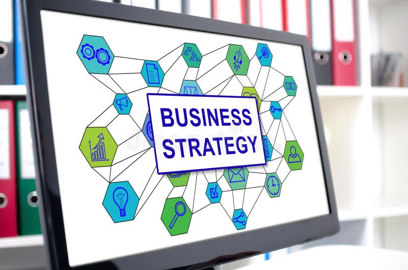 Business Strategy Concept on a Computer Screen Stock Image - Image of ...