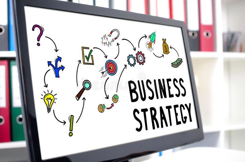 Business Strategy Concept on a Computer Screen Stock Photo - Image of ...