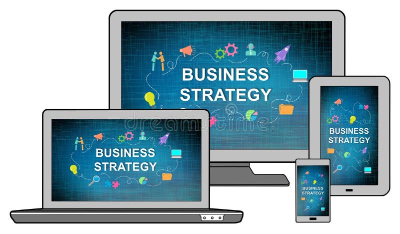 Business Strategy Concept on Different Devices Stock Photo - Image of ...