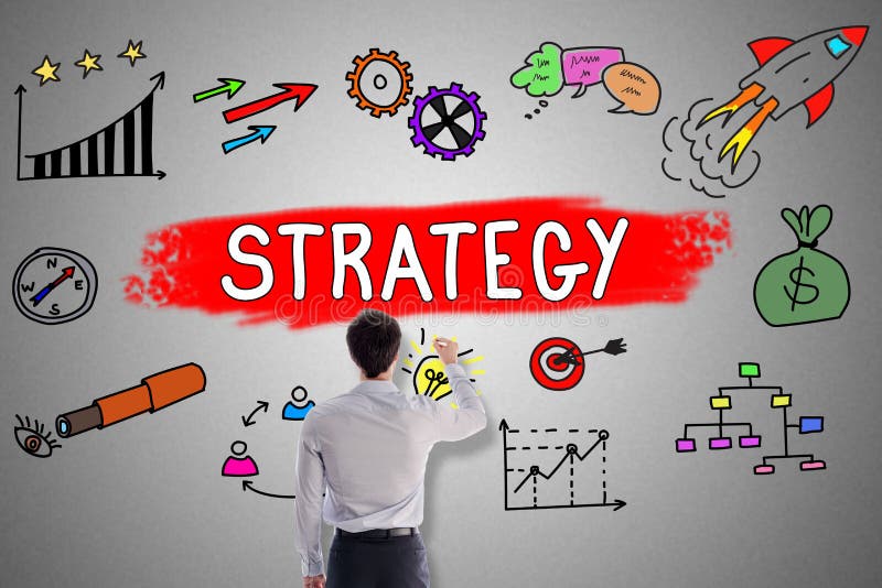 Business Strategy Concept Drawn by a Businessman Stock Photo - Image of ...