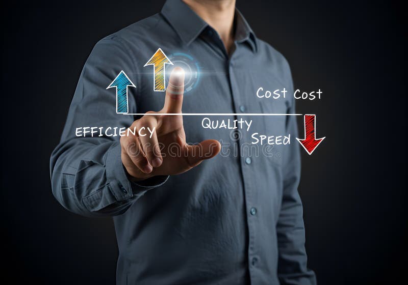 Business Strategy Concept Increasing Efficiency Quality and Decreasing Cost Speed Focus on ...