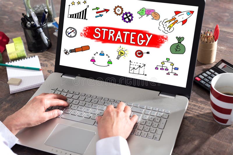 Business Strategy Concept on a Laptop Screen Stock Image - Image of ...
