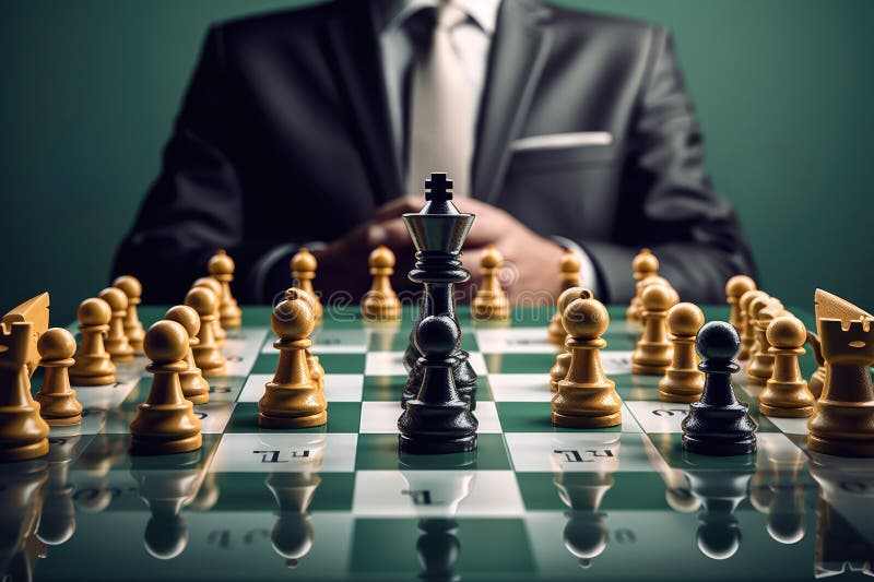 Business Strategy Concept. Business Man Playing Chess Game To ...