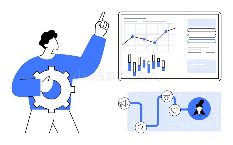Business Strategy Concept with a Person Analyzing Graph, Charts and ...