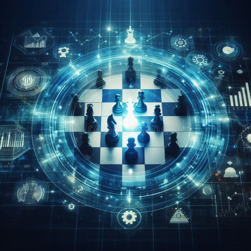 Business Strategy Concept a Stylized Chessboard with a Glowing Stock ...