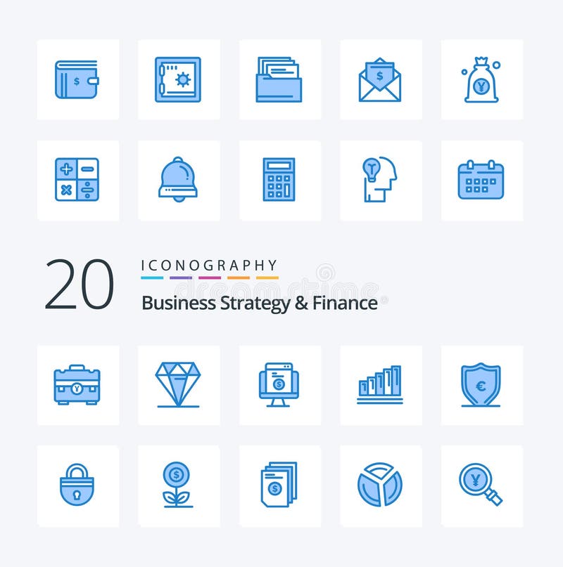 20 Business Strategy and Finance Blue Color Icon Pack Like Business ...