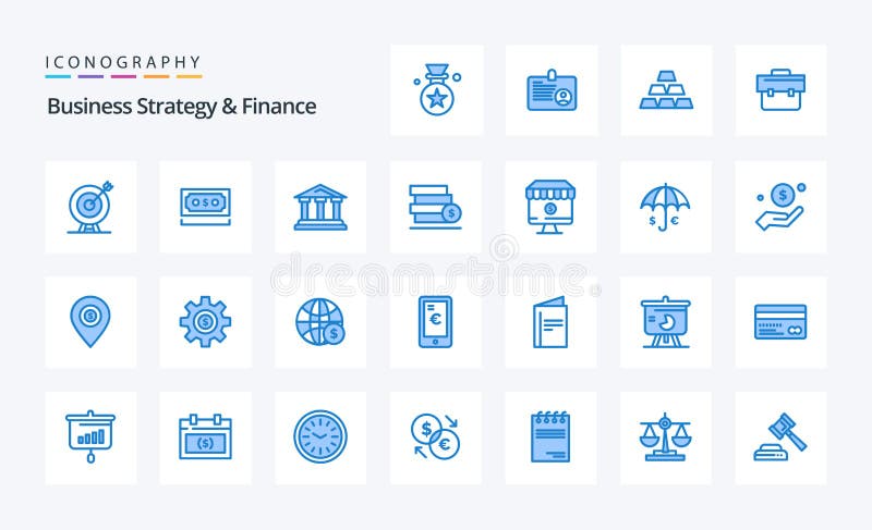 25 Business Strategy and Finance Blue Icon Pack Stock Vector ...