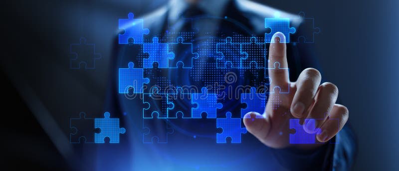 Business Strategy and Global Collaboration Concept with Digital Puzzle ...