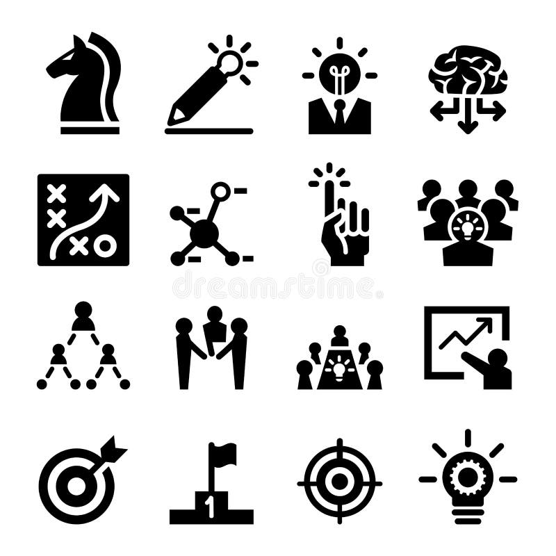 Business Strategy Icons Set Stock Vector - Illustration of design ...