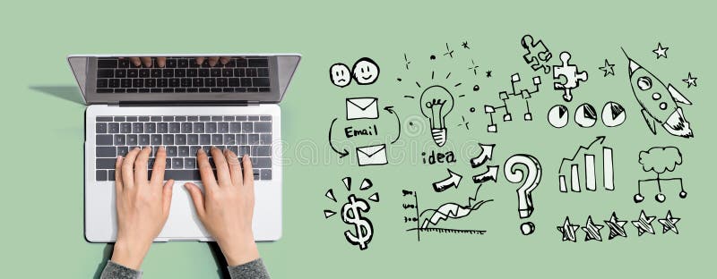 Business Strategy Ideas with Person Using Laptop Computer Stock Image ...