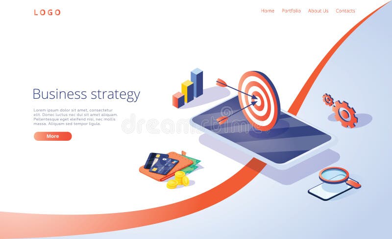 Business Strategy Isometric Vector Illustration. Data Analytics for ...